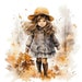 10 Little Girl in Autumn Clipart, Printable Watercolor Clipart, High ...