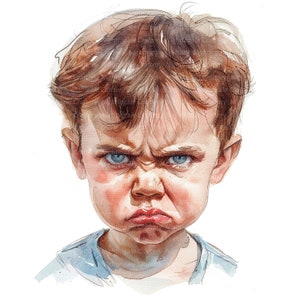 14 Kid Face Clipart, Kid Emotions Clipart, Printable Watercolor Clipart ...