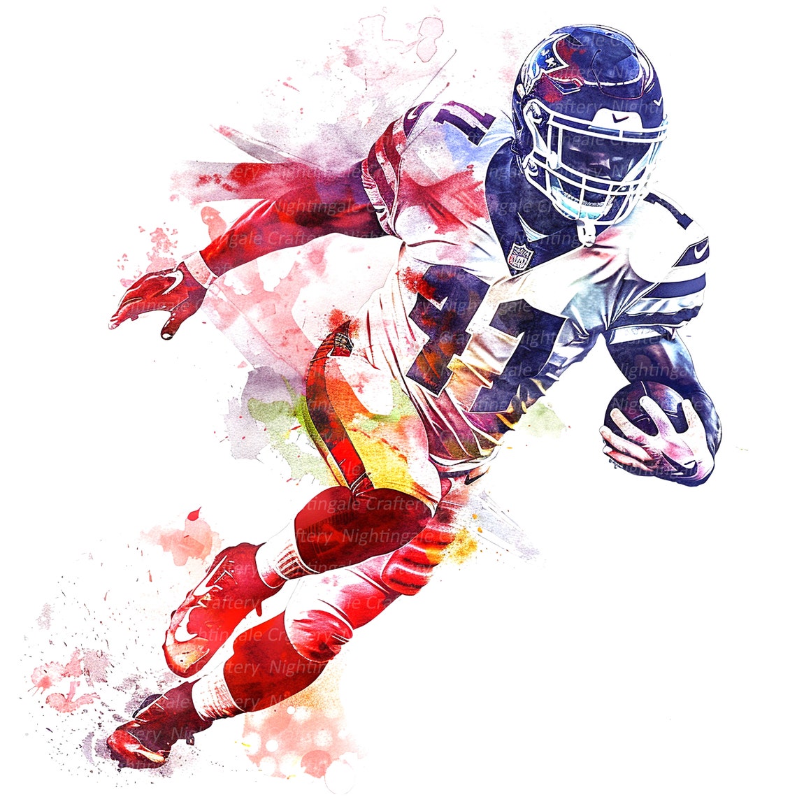10 American Football Clipart, Football Player, Printable Watercolor ...