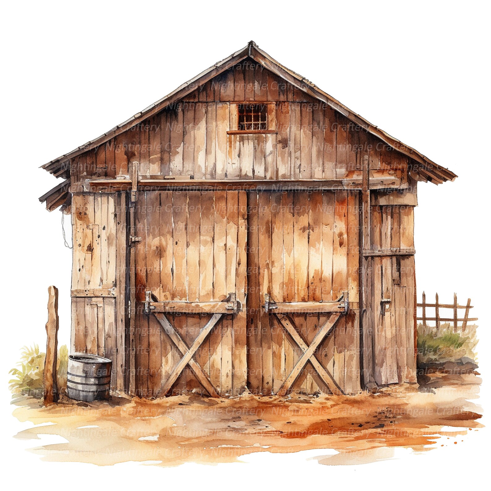 10 Barn Doors Clipart, Farmyard Barn Clipart, Printable Watercolor ...