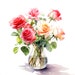 10 Roses in Vase Clipart, Pink Roses, Printable Watercolor Clipart ...