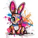 11 Bunny Graffiti Clipart, Punk Bunny Clipart, Printable Watercolor ...