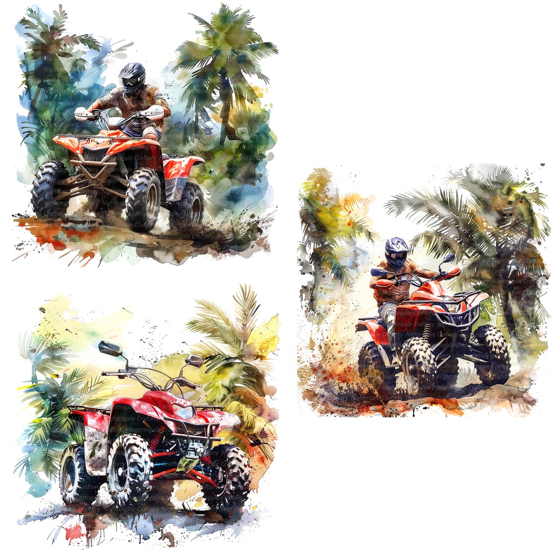14 Quad Bike Cross Clipart, Quadbike Clipart, Printable Watercolor ...