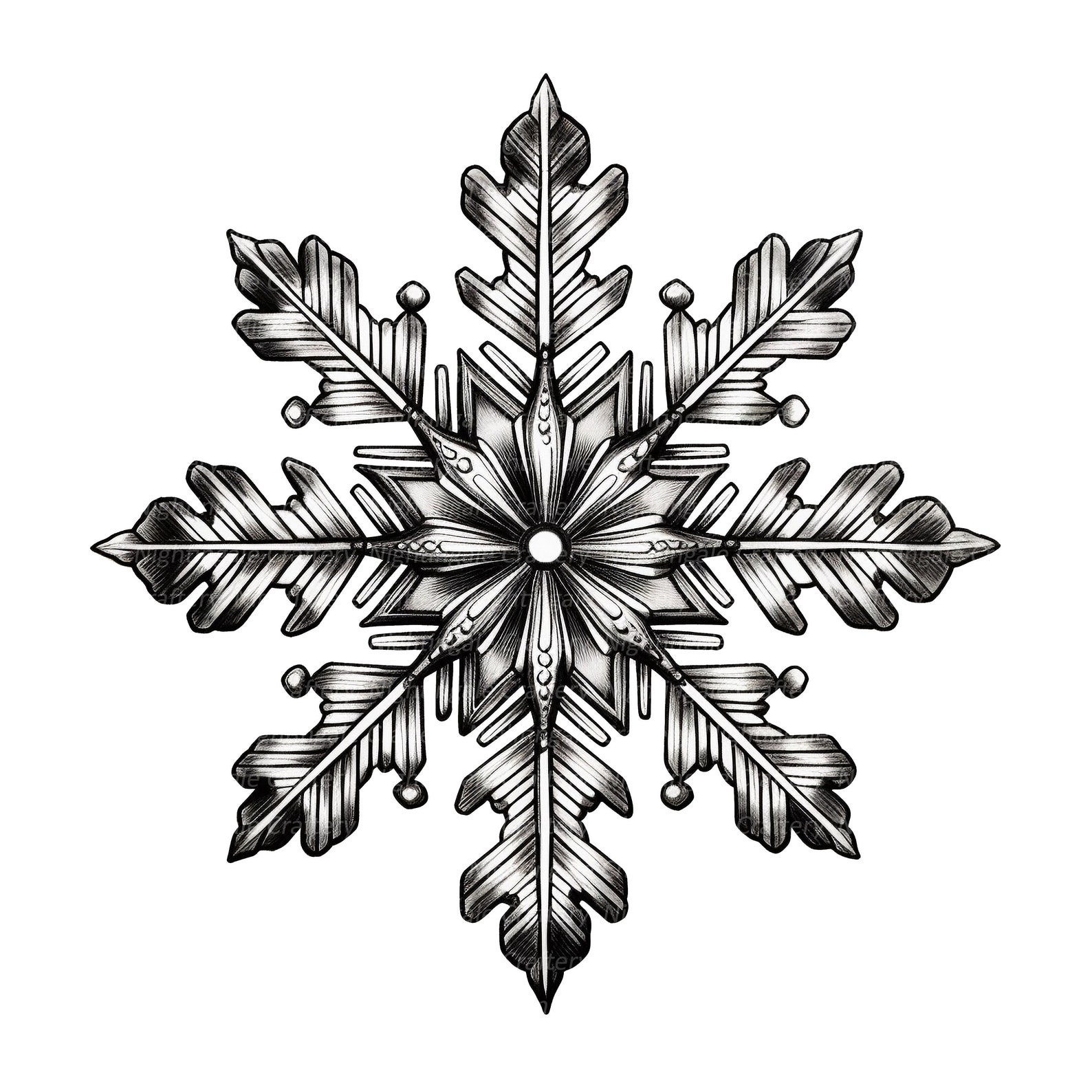 14 Black White Snowflakes Clipart, Christmas Print, Printable ...