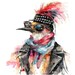12 Bird Punk Clipart, Whimsical Birds, Printable Watercolor Clipart ...