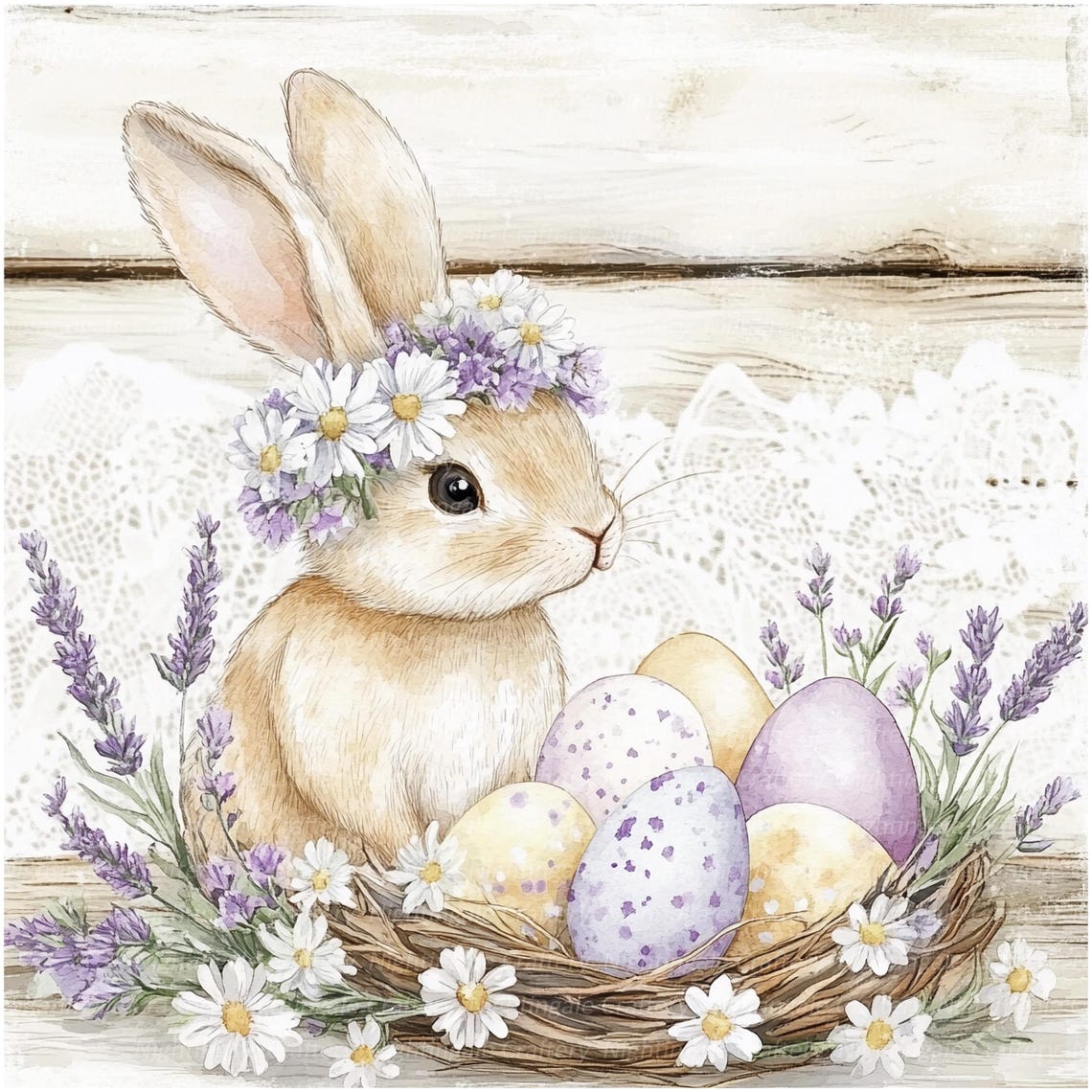 8 Easter Bunny Eggs Clipart 4, Easter Clipart, Printable Watercolor ...