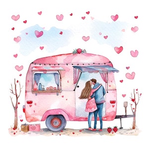 10 Romantic Couple Clipart, Lovers, Trailer, Caravan, Printable ...