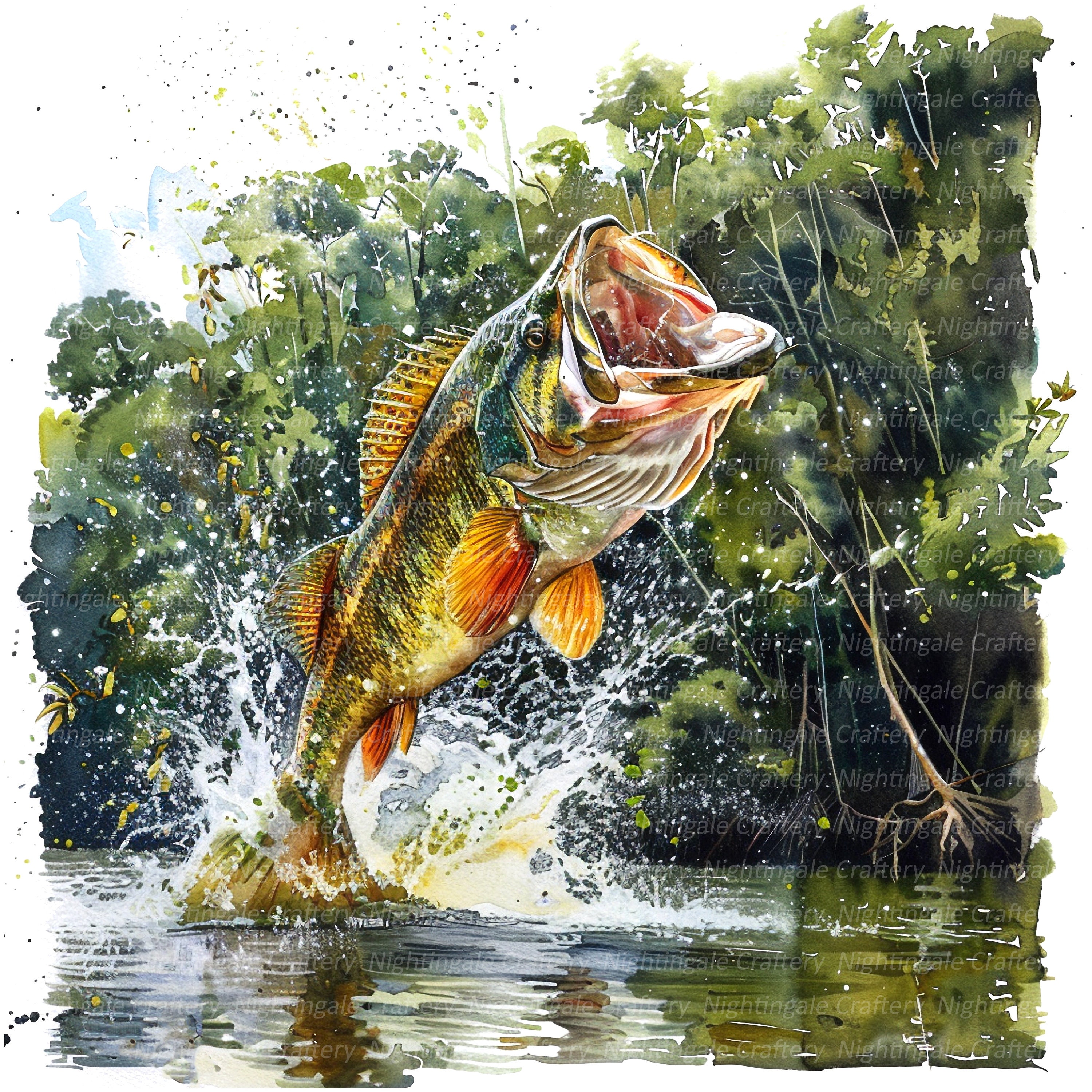 Bass Fish Jumping Drawing