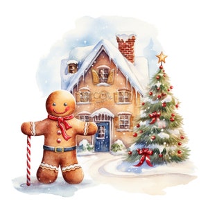12 Gingerbread House and Man Clipart, Christmas Clipart, Printable ...