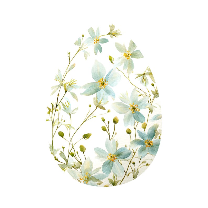 9 Floral Easter Egg Clipart, Spring Flowers, Printable Watercolor ...