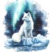 10 Polar Fox Clipart, Northern Lights Print, Printable Watercolor ...