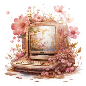 10 Pink Luxury Computer Clipart, PC Clipart, Printable Watercolor ...