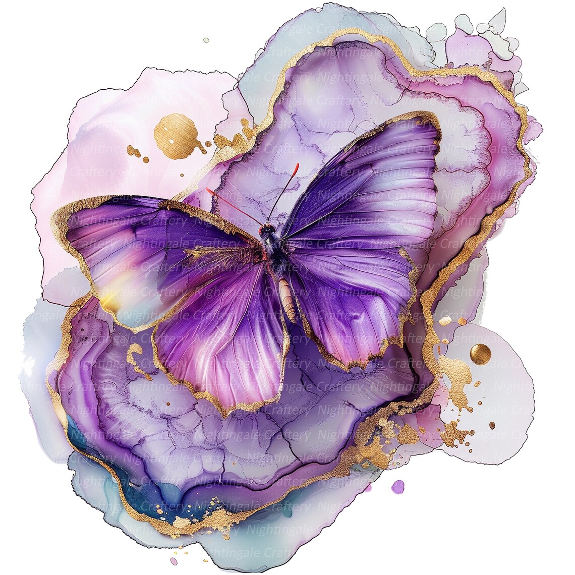 9 Abstract Butterfly Clipart, Purple Butterfly, Printable Watercolor ...