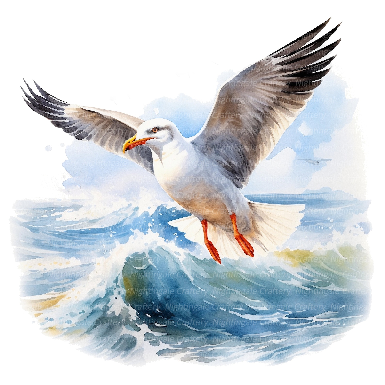 10 Seagull Clipart, Gull Clipart, Printable Watercolor Clipart, High ...