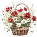 8 Floral Basket Clipart, Red Flowers, Printable Watercolor Clipart ...