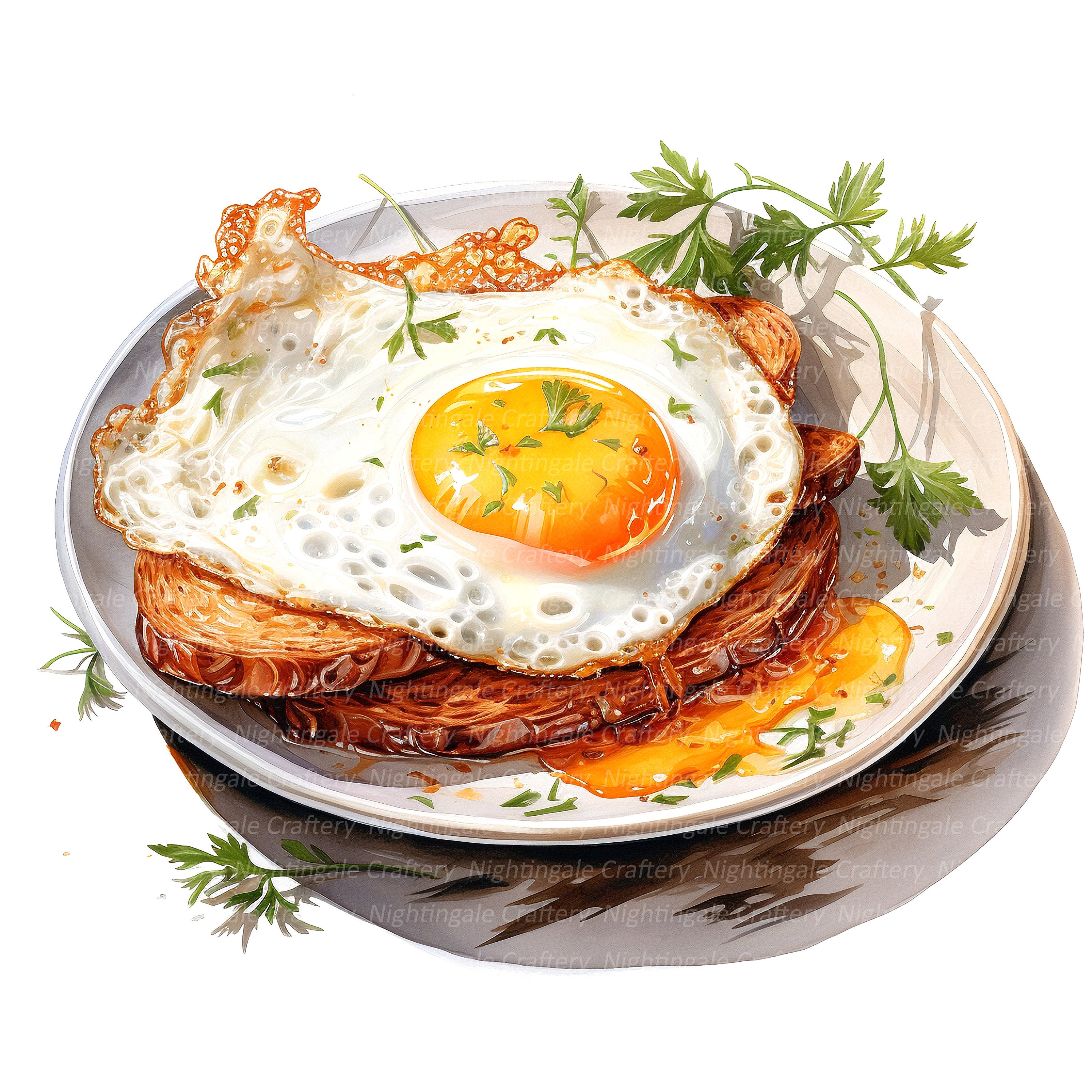 10 Breakfast Clipart Fried Eggs Clipart Printable Watercolor - Etsy