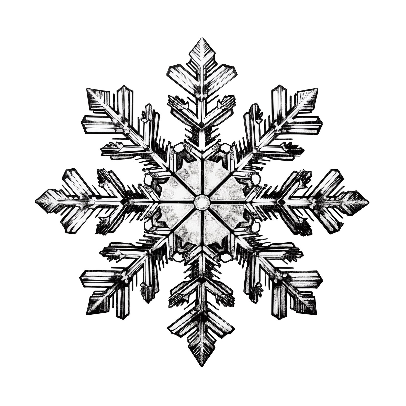 14 Black White Snowflakes Clipart, Christmas Print, Printable ...
