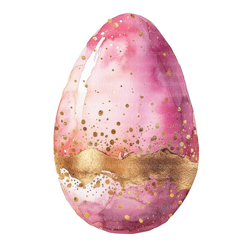 10 Golden Easter Egg Clipart, Easter Clipart, Printable Watercolor ...