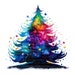 10 Abstract Christmas Tree Clipart, Rainbow, Printable Watercolor ...