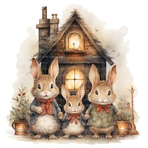 16 Bunny Family Christmas Clipart, Christmas Bunny, Printable ...