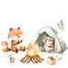 8 Animals Camping Clipart, Nursery Clipart, Printable Watercolor ...