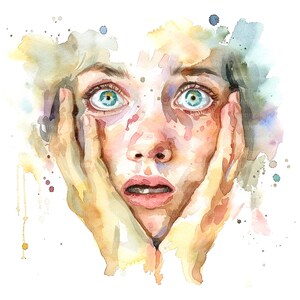 20 Woman Emotions Clipart, Woman Face Clipart, Printable Watercolor ...