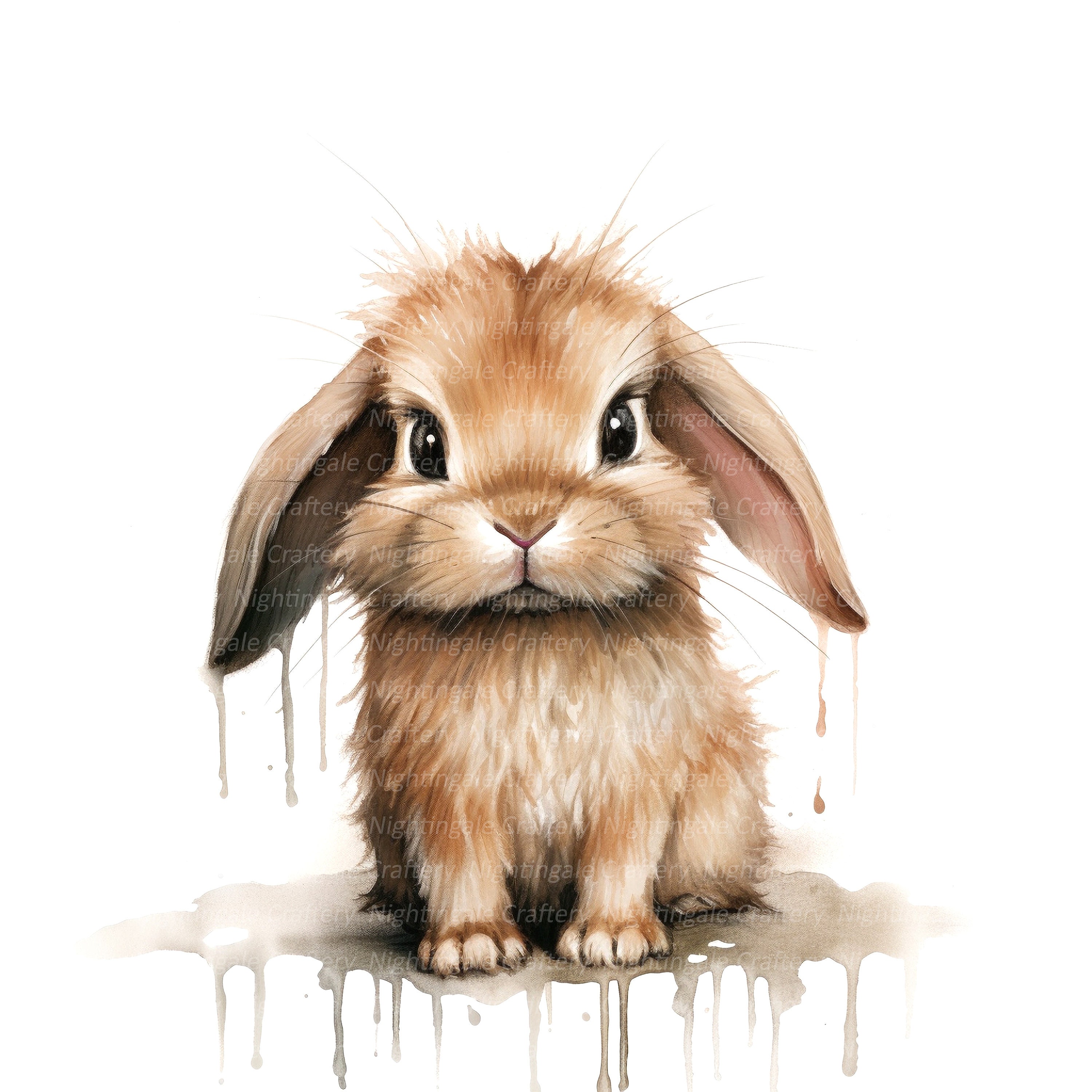 10 Sad Bunny Clipart Fluffy Rabbit Clipart Printable - Etsy UK