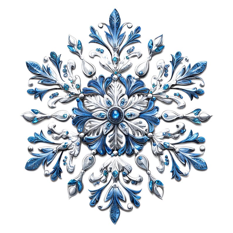 16 Abstract Snowflakes Clipart, Christmas Print, Printable Watercolor ...