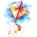 10 Kite Clipart, Kite in Sky Clipart, Kites, Printable Watercolor ...