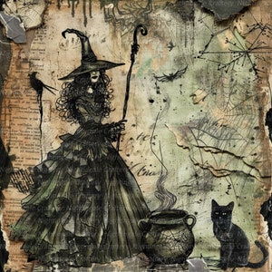 18 Witch and Witchcraft Background, 12 X 12 Digital Paper Pack, Junk ...