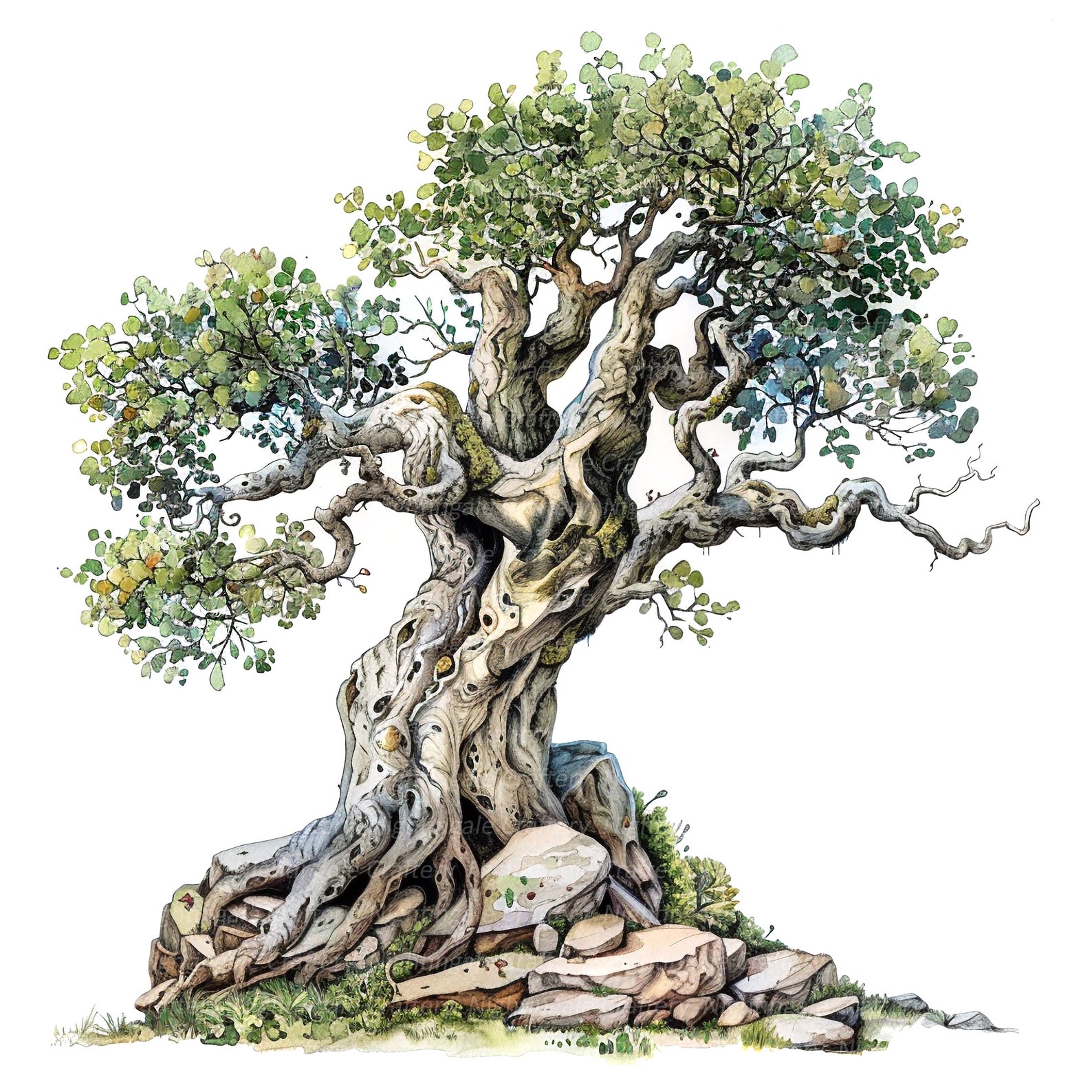 11 Mythical Tree Clipart, Oak Tree Clipart, Printable Watercolor ...