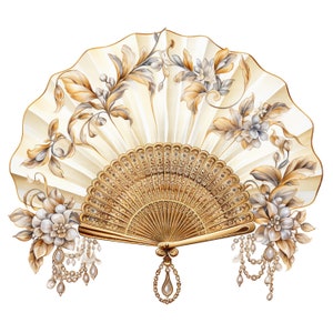 10 Luxury Hand Fan Clipart, Vintage Hand Fan, Printable Watercolor ...