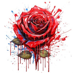 12 Graffiti Roses Clipart, Abstract Roses, Red Rose, Watercolor Clipart ...