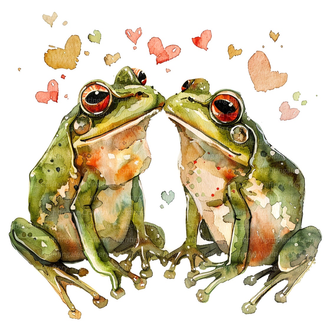 8 Frogs Friends Clipart, Frogs Hugging Clipart, Printable Watercolor ...