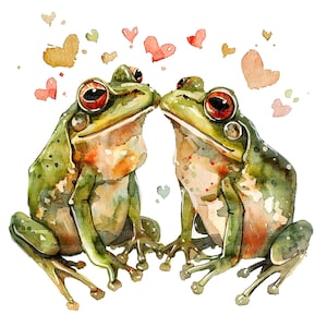 8 Frogs Friends Clipart, Frogs Hugging Clipart, Printable Watercolor ...