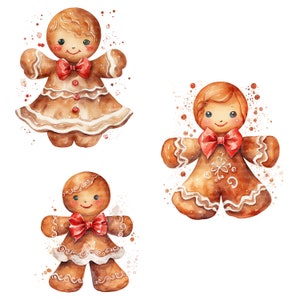 14 Gingerbread Girl Clipart, Christmas Clipart, Printable Watercolor ...