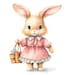 Cute Bunny in Pink Dress Clipart, Printable Watercolor Clipart, 12 High ...