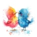 12 Whimsical Birds Clipart, Two Birds, Digital Clipart, Watercolor ...