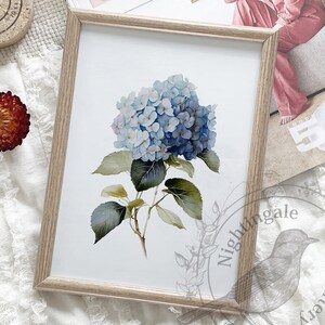 Blue Hydrangea Printable, Blue Hydrangea Digital Print, Blue Hydrangea ...