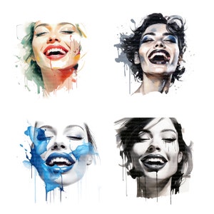 16 Coloured Lips Clipart, Attractive Smiles, Printable Watercolor ...