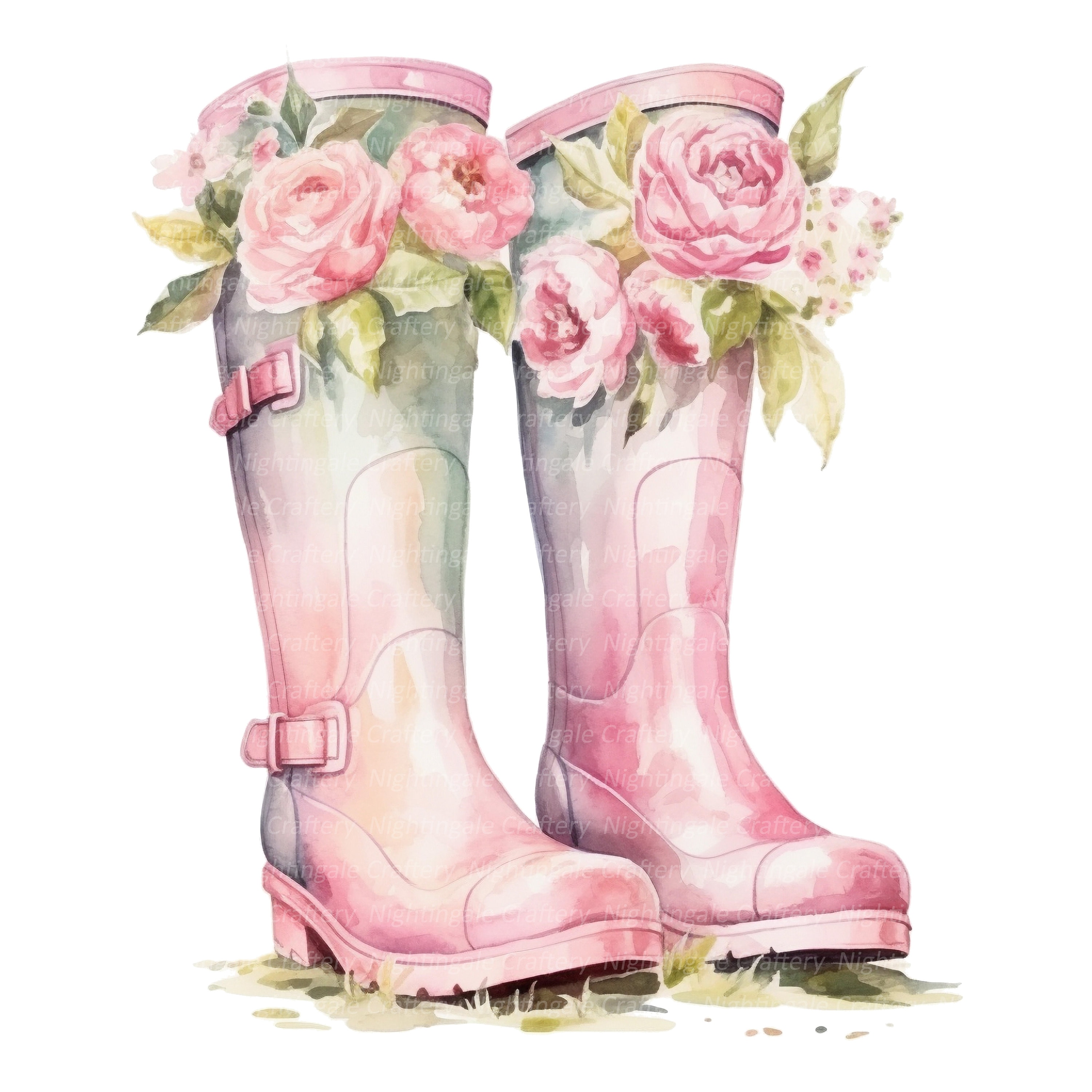 12 Floral Garden Boots Clipart, Flower Boots, Printable Watercolor ...