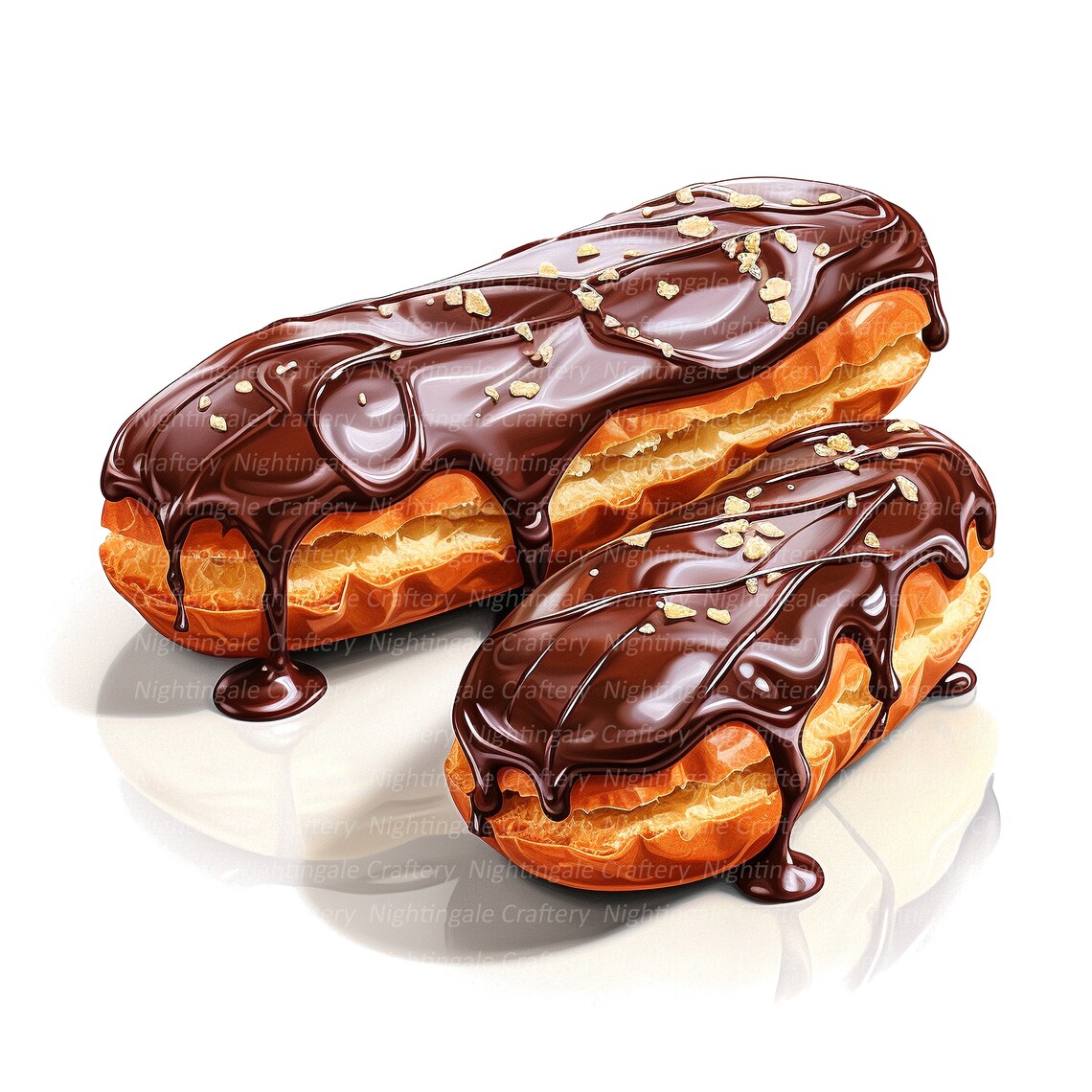 10 Tasty Eclair Clipart, Dessert Clipart, Printable Watercolor Clipart ...