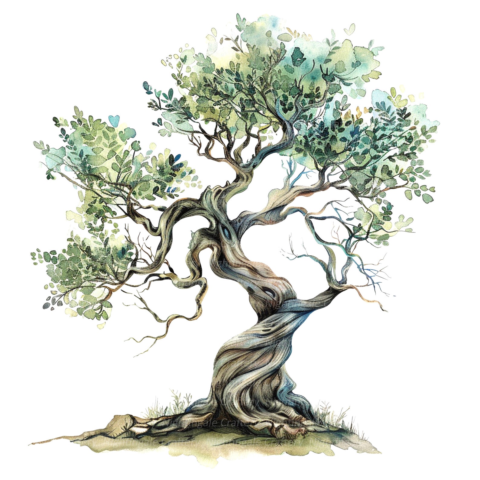 11 Mythical Tree Clipart, Oak Tree Clipart, Printable Watercolor ...
