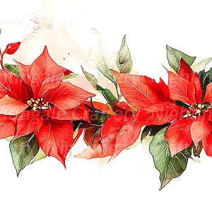 10 Christmas Garland Clipart, Seamless Border, Printable Watercolor ...