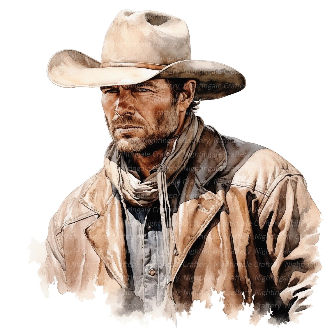 12 Cowboy Clipart, Wild West Cowboy, Printable Watercolor Clipart, High ...
