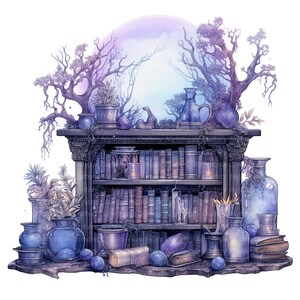 9 Magic Fairy Library Clipart, Fairy Books, Printable Watercolor ...