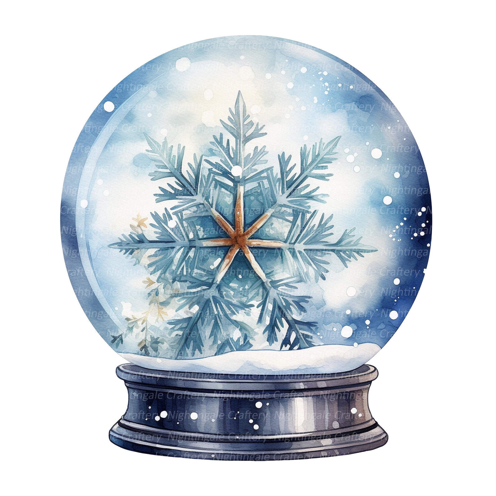 10 Snowflake Christmas Snow Globe Clipart, Christmas Snowglobe ...