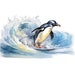 10 Surfing Penguin Clipart, Attractive Penguin, Printable Watercolor ...
