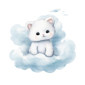 16 Animals in Clouds Clipart, Nursery Prints, Printable Watercolor ...