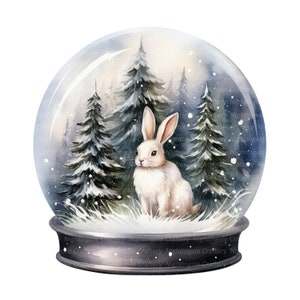 11 Bunny Christmas Snow Globe Clipart, Christmas Snowglobe, Christmas ...